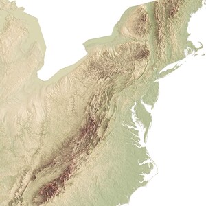 United States of America Elevation Map (geo) - 2D Poster Shaded Relief ...