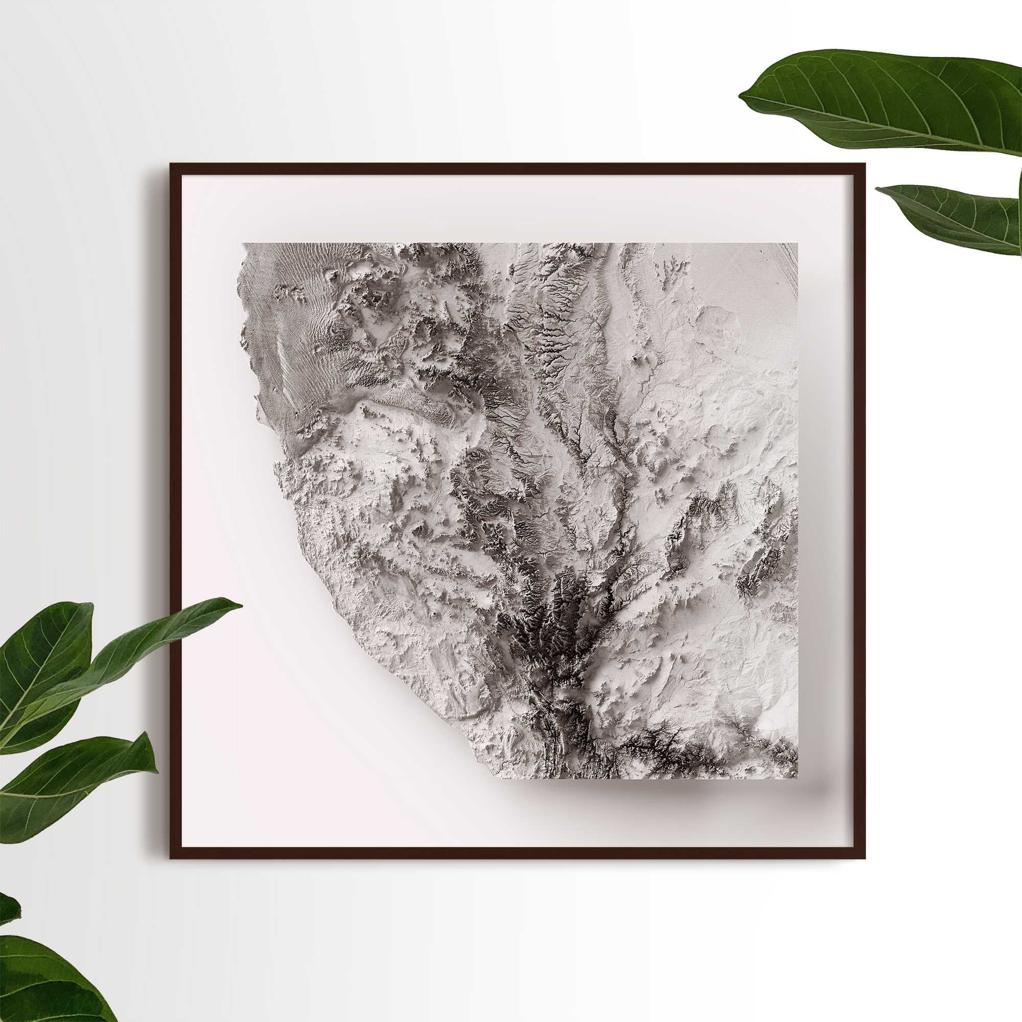 Namib Desert namibia Elevation Tint Map White 2D Poster - Etsy
