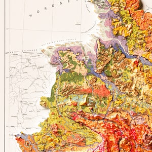 Germany Soil Map of 1995 2D Poster Shaded Relief Map, Fine Art Wall ...