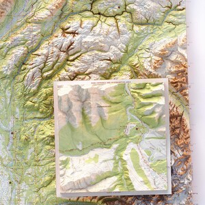 Denali National Park (alaska, USA) Topographic Map of 1986 - 2D Poster Shaded Relief Map, Fine ...