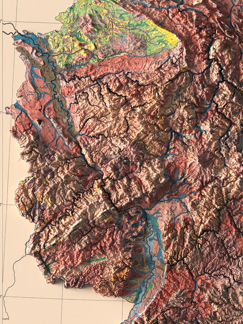 West Germany Soil Map of 1963 2D Poster Shaded Relief Map - Etsy