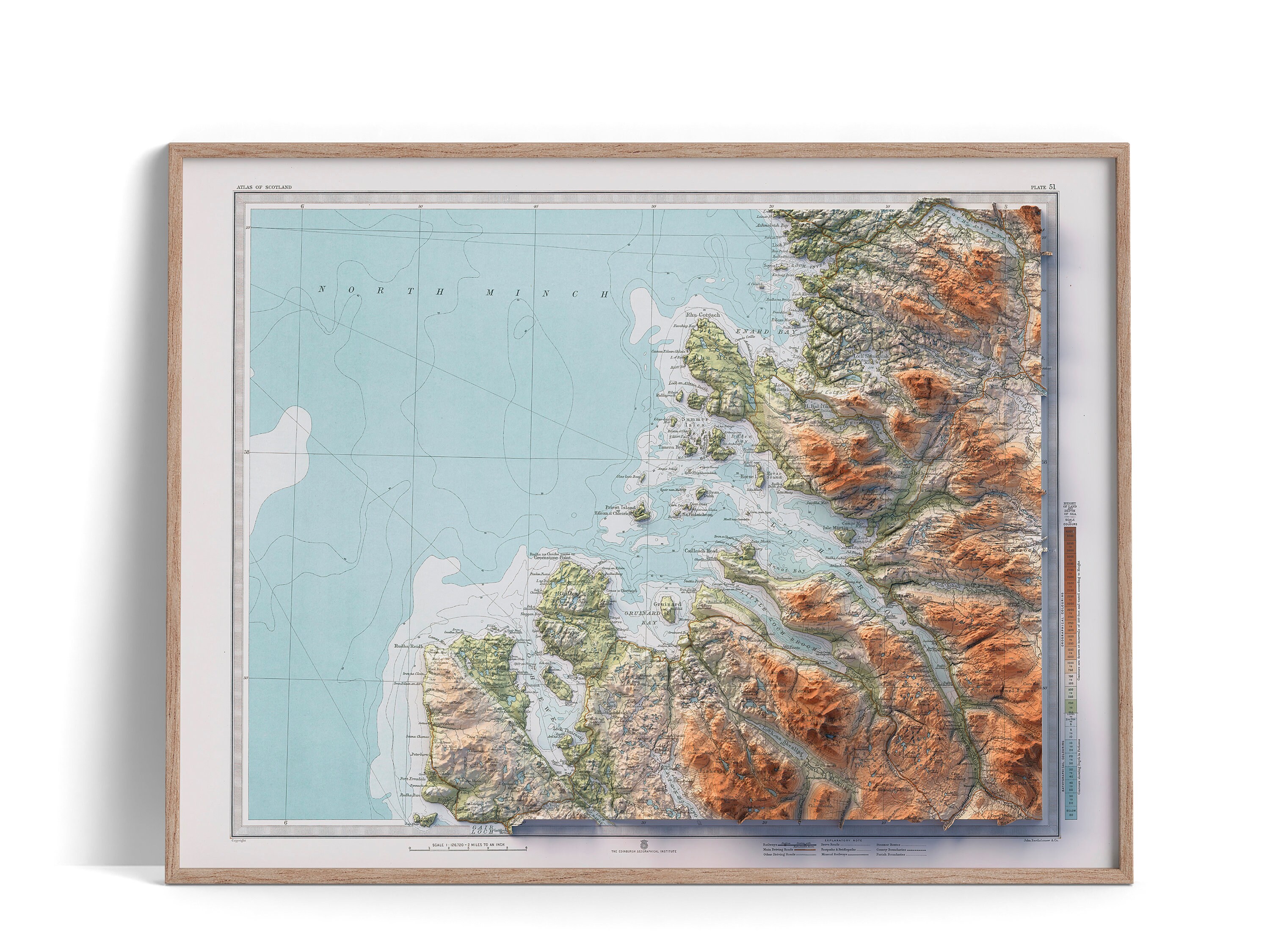 Ullapool scotland, UK Topographic Map of 1912 2D Poster Shaded Relief ...