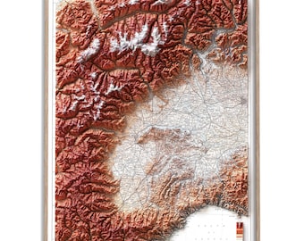 Italy Topographic Map of 1888 2D Poster Shaded Relief Map, Fine Art ...