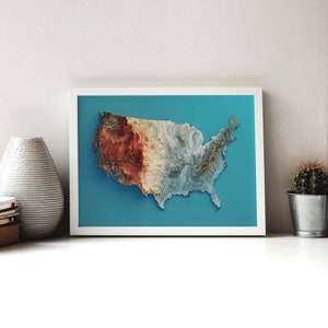 United States of America Elevation Map (spectral) - 2D Poster Shaded ...