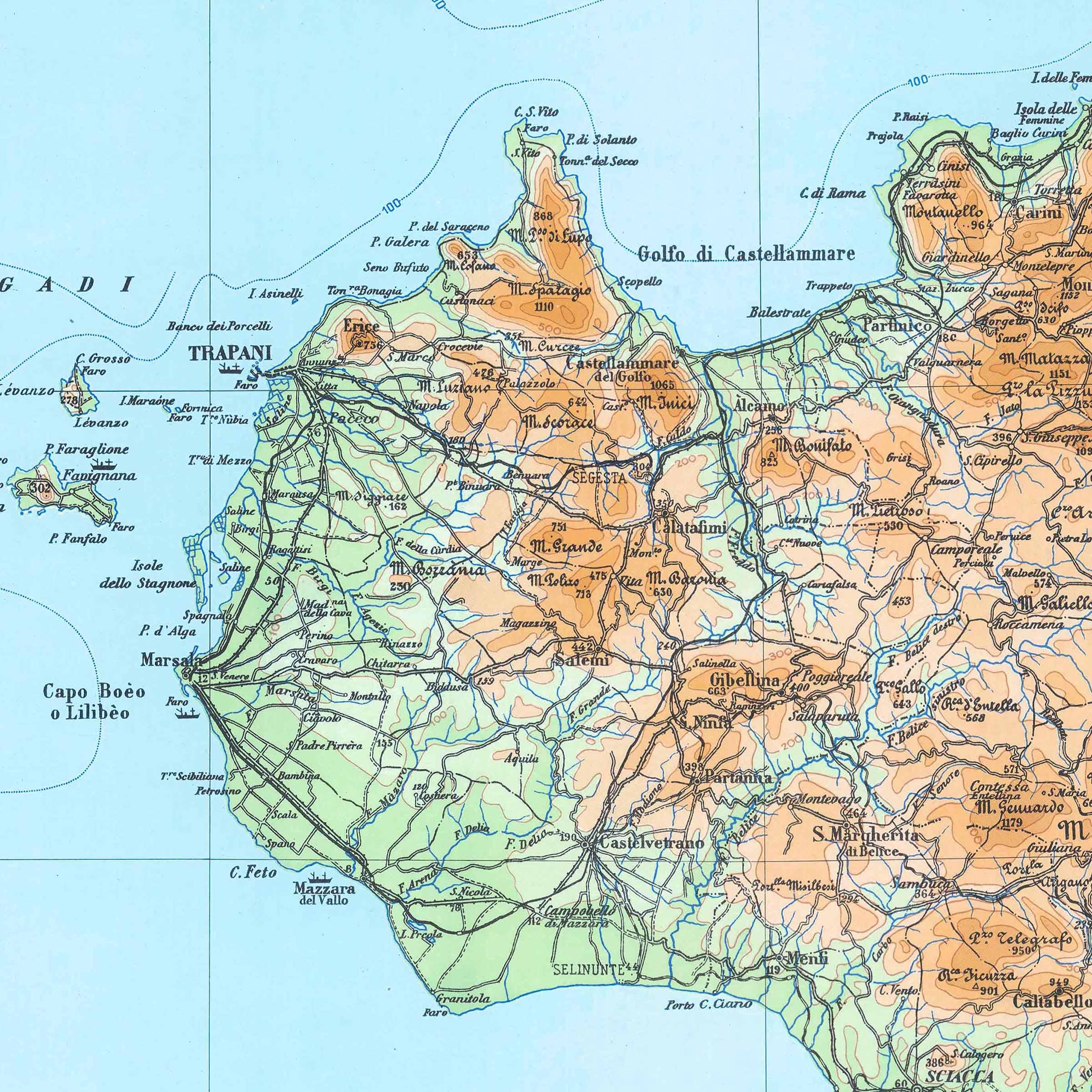 Sicily Topographic Map 1943 - Restored Historical Map Print - Etsy
