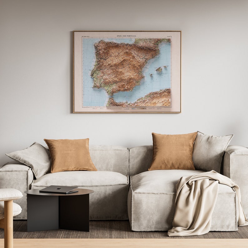 Iberian Peninsula Topographic Map of 1956 - 2D Poster Shaded Relief Map ... Iberian Peninsula Topographic Map of 1956 - 2D Poster Shaded Relief Map ...