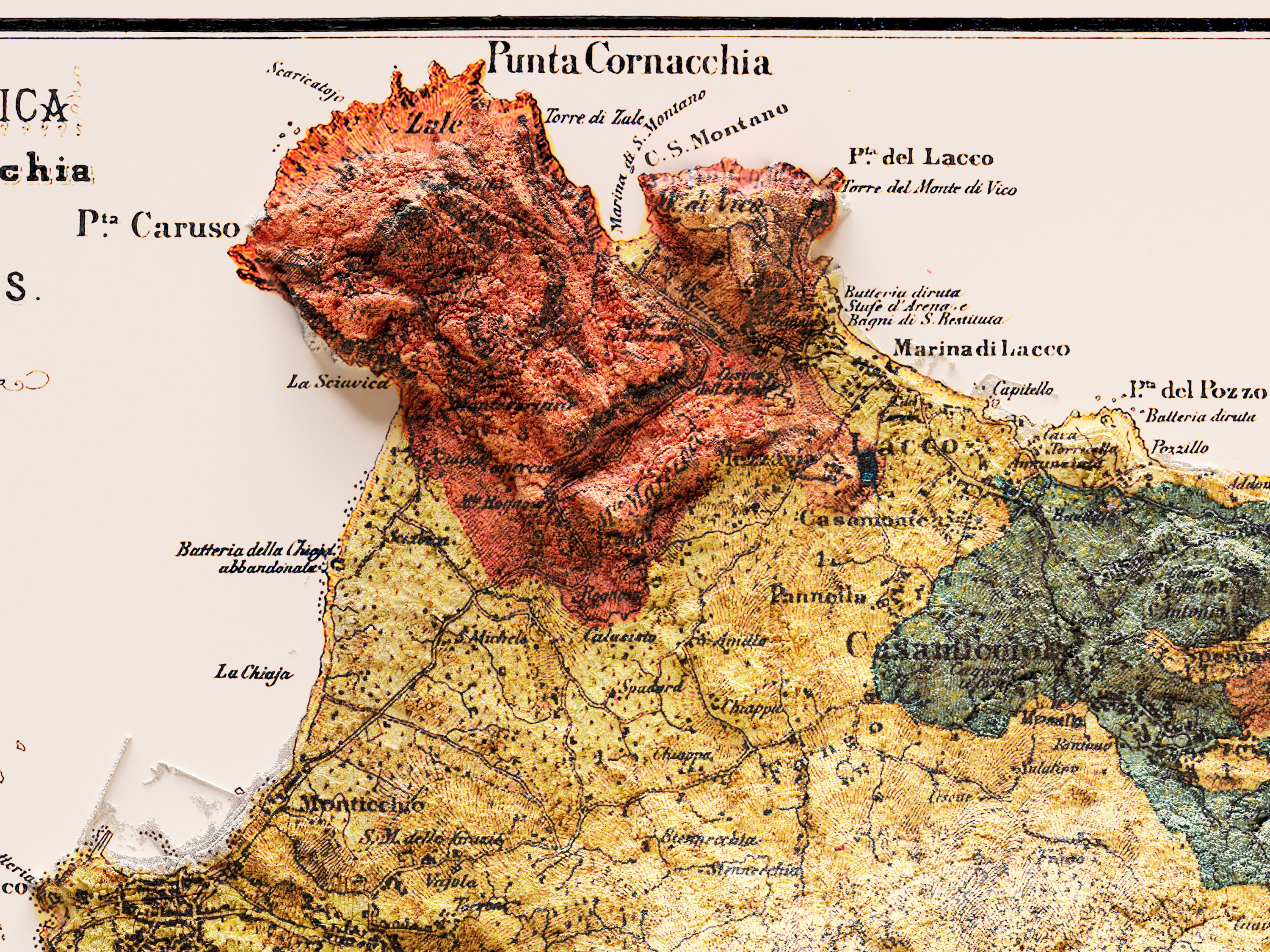 Ischia italy Geological Map of 1873 2D Poster Shaded Relief Map, Fine ...