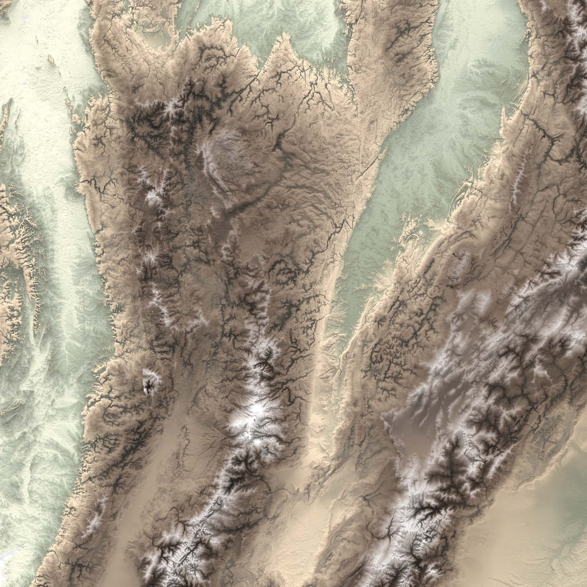 Colombia Elevation Map (geo) - 2D Poster Shaded Relief Map, Fine Art ...