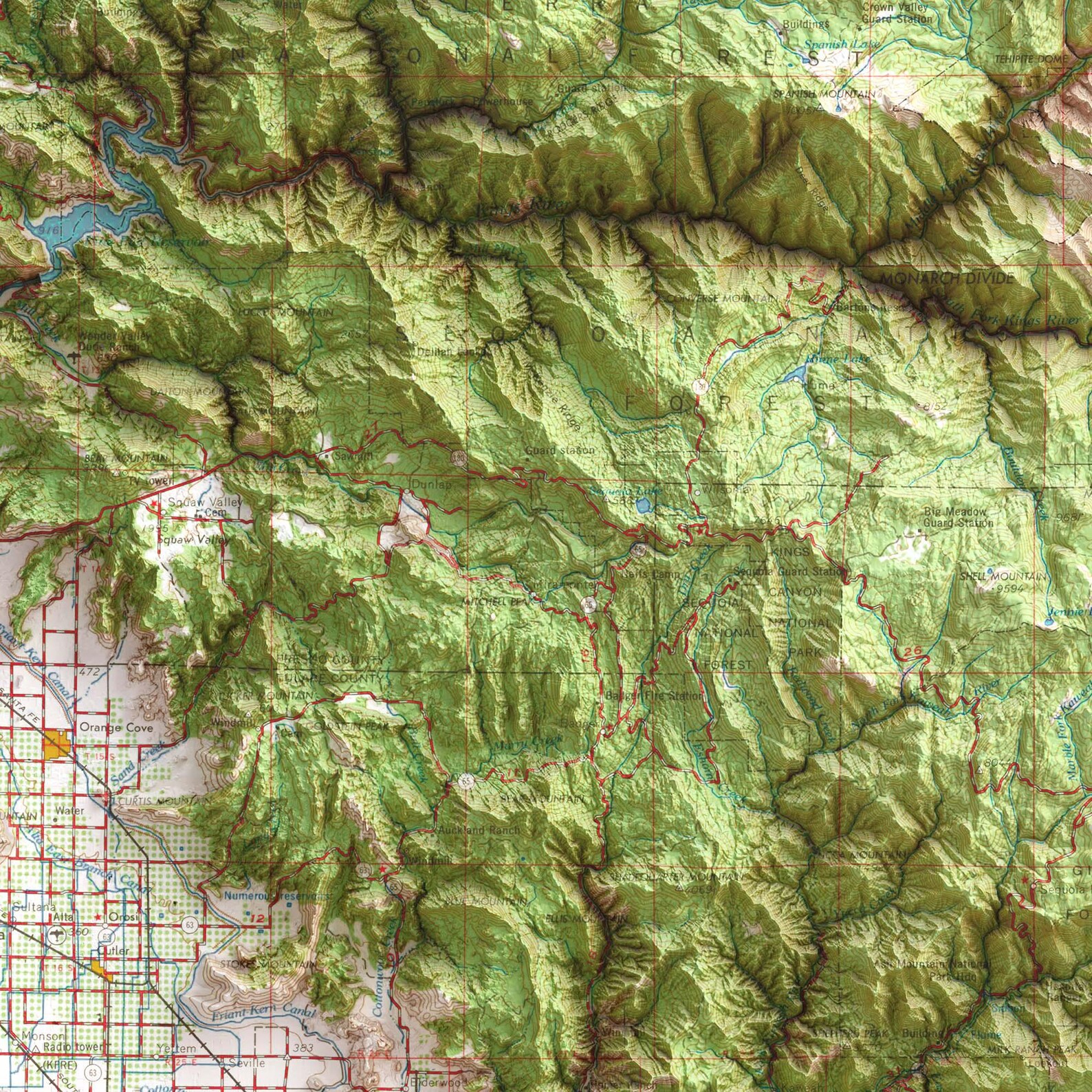 Mt Whitney (california, USA) 1966 Topographic Map: Vintage Flat Shaded ...