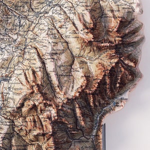 Dolomites (italy) Topographic Map of 1904 - 2D Poster Shaded Relief Map ...