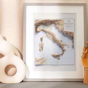 Italy Topographic Map of 1922 2D Poster Shaded Relief Map, Fine Art ...