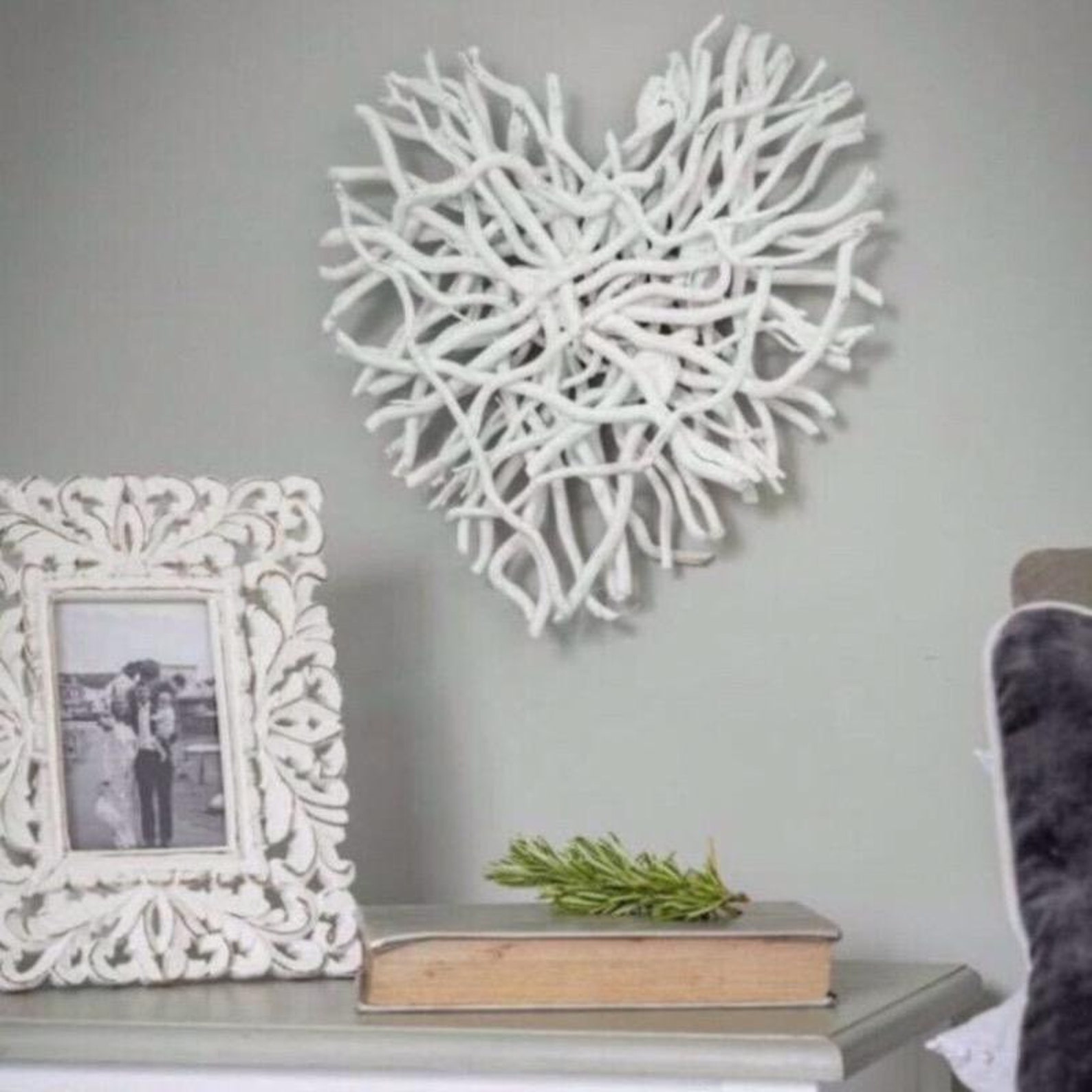 White Wicker Hanging Heart Wall Decor Birthday Gift - Etsy