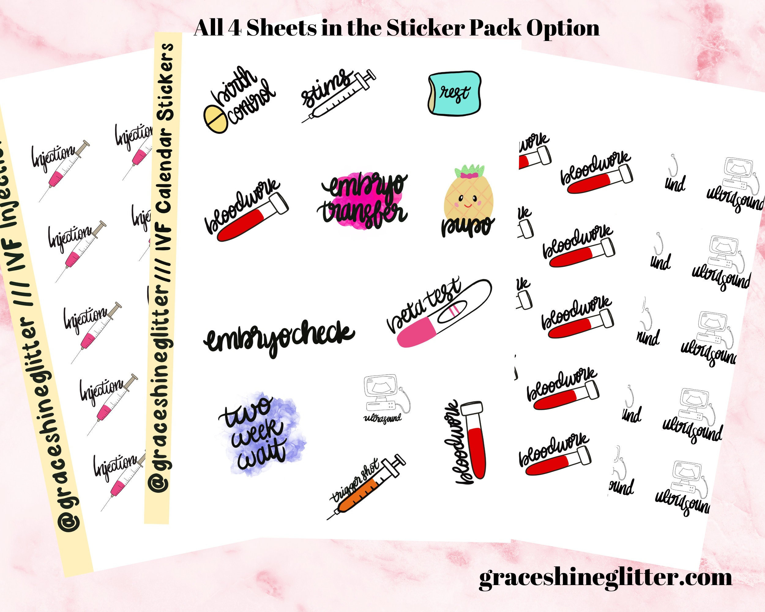 IVF Calendar Stickers Planner Sticker Sheetsfunctional - Etsy