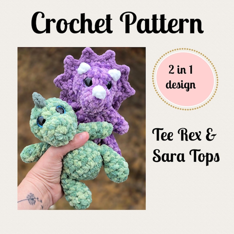 Dino Duo Crochet Pattern: T-rex & Triceratops (digital Download) - Etsy