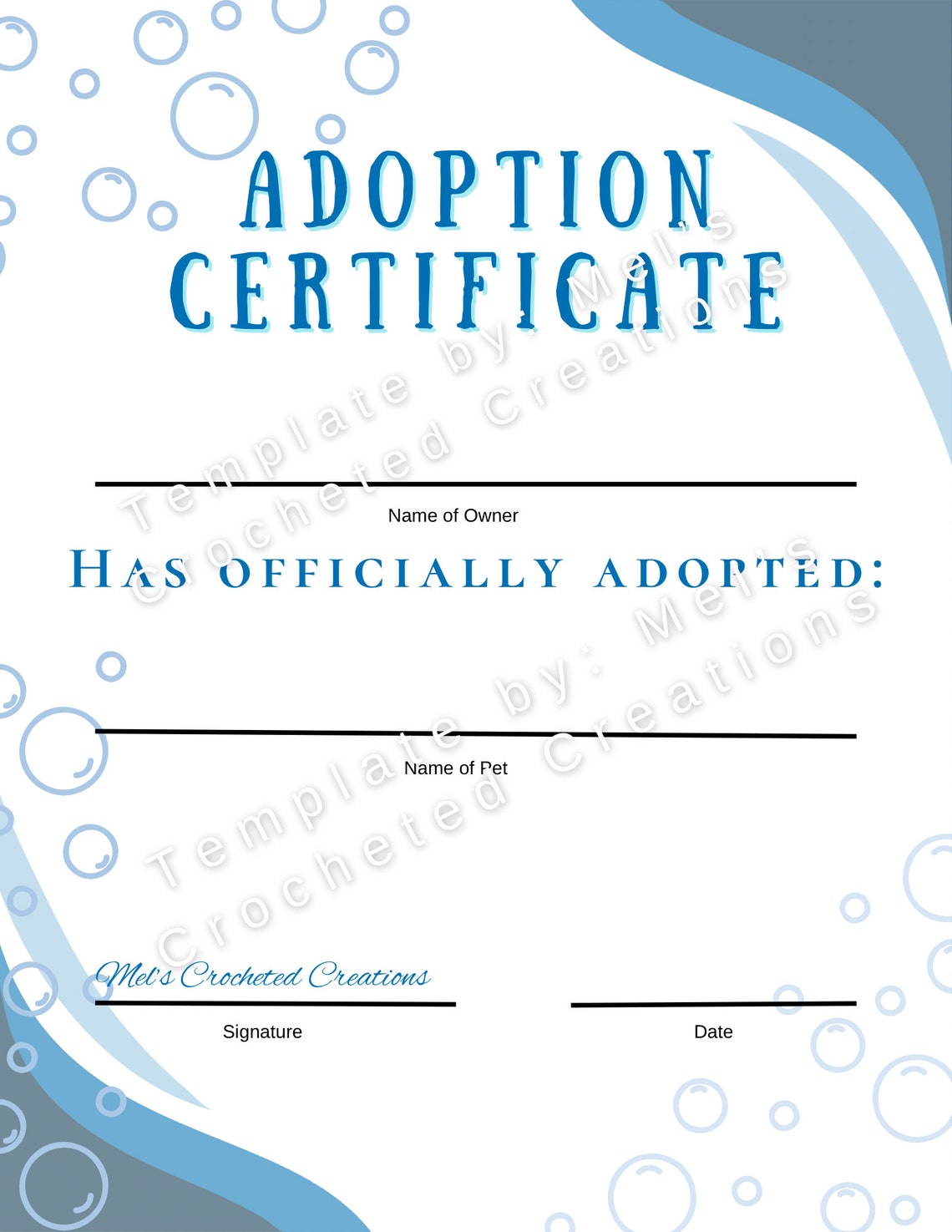 Editable Fish Adoption Certificate & Market Sign Template (canva) - Etsy