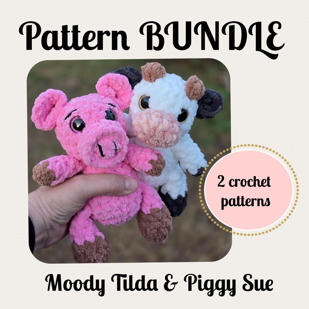 CROCHET PATTERN BUNDLE, Moo Tilda and Piggy Sue, Crochet Patterns ...