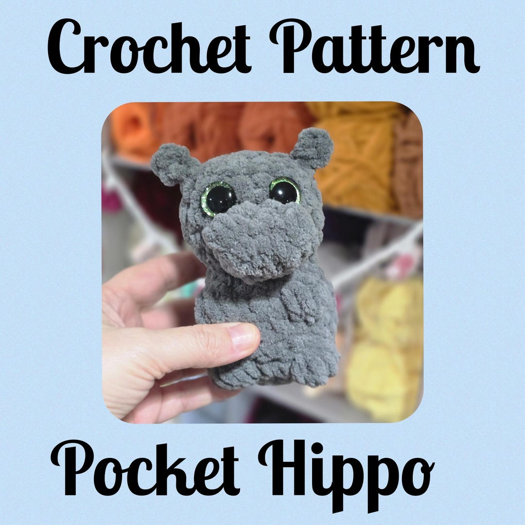 Crochet Pocket Hippo Pattern: Bernat Blanket Yarn Zoo Animal (digital ...