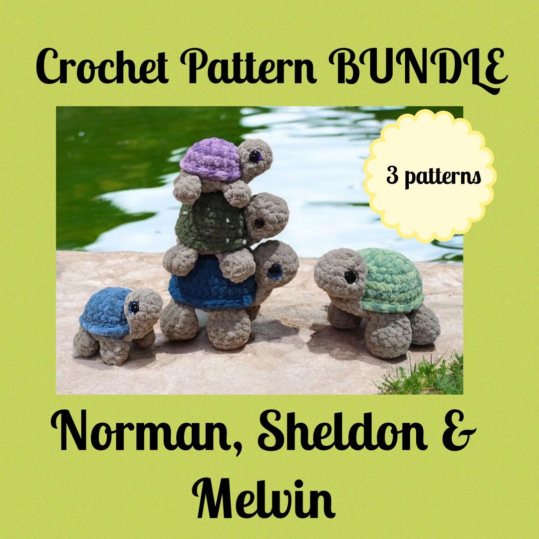 CROCHET PATTERN BUNDLE, Turtle Trio, Norman, Sheldon, Melvin, Turtle ...