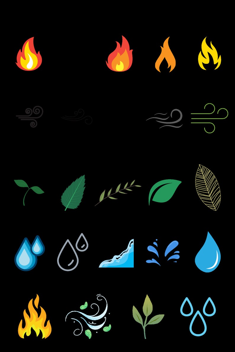 Earth Wind Fire and Water Elements SVG PNG JPEG Cut - Etsy