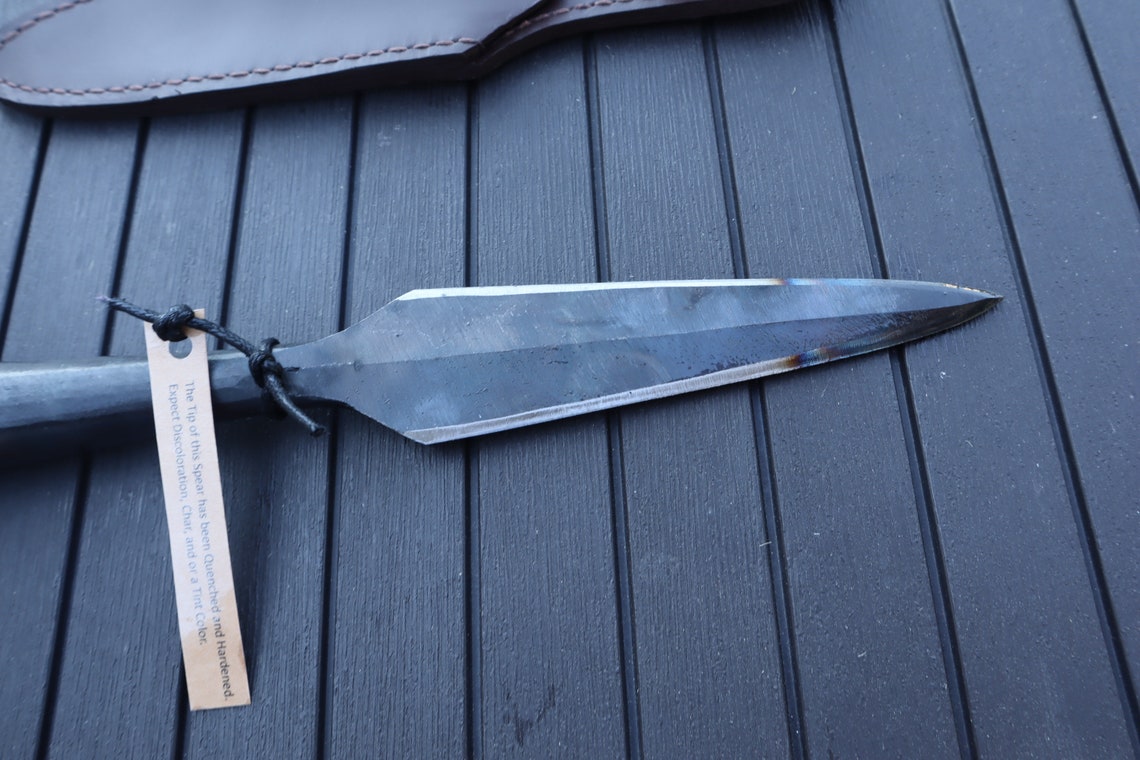 Hand Crafted 11" High Carbon Steel Spear Head With Leather Sheath ...