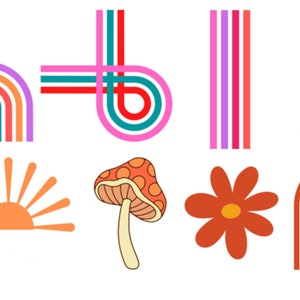 Groovy Line Art SVG, Boho Retro | Cut Files | JPG PNG | Files for ...