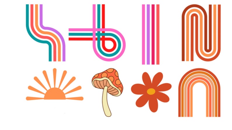 Groovy Line Art SVG, Boho Retro | Cut Files | JPG PNG | Files for ...