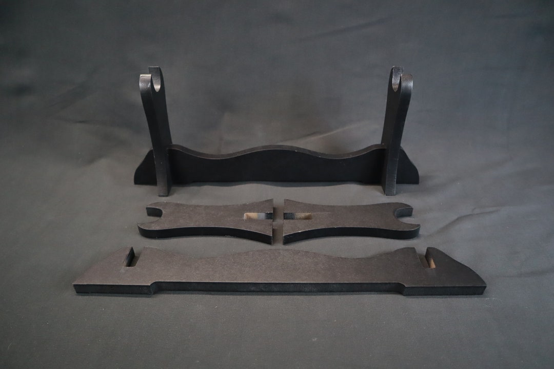 Custom Handmade Sword Stand, One Tier Black Wooden Decorative Table ...