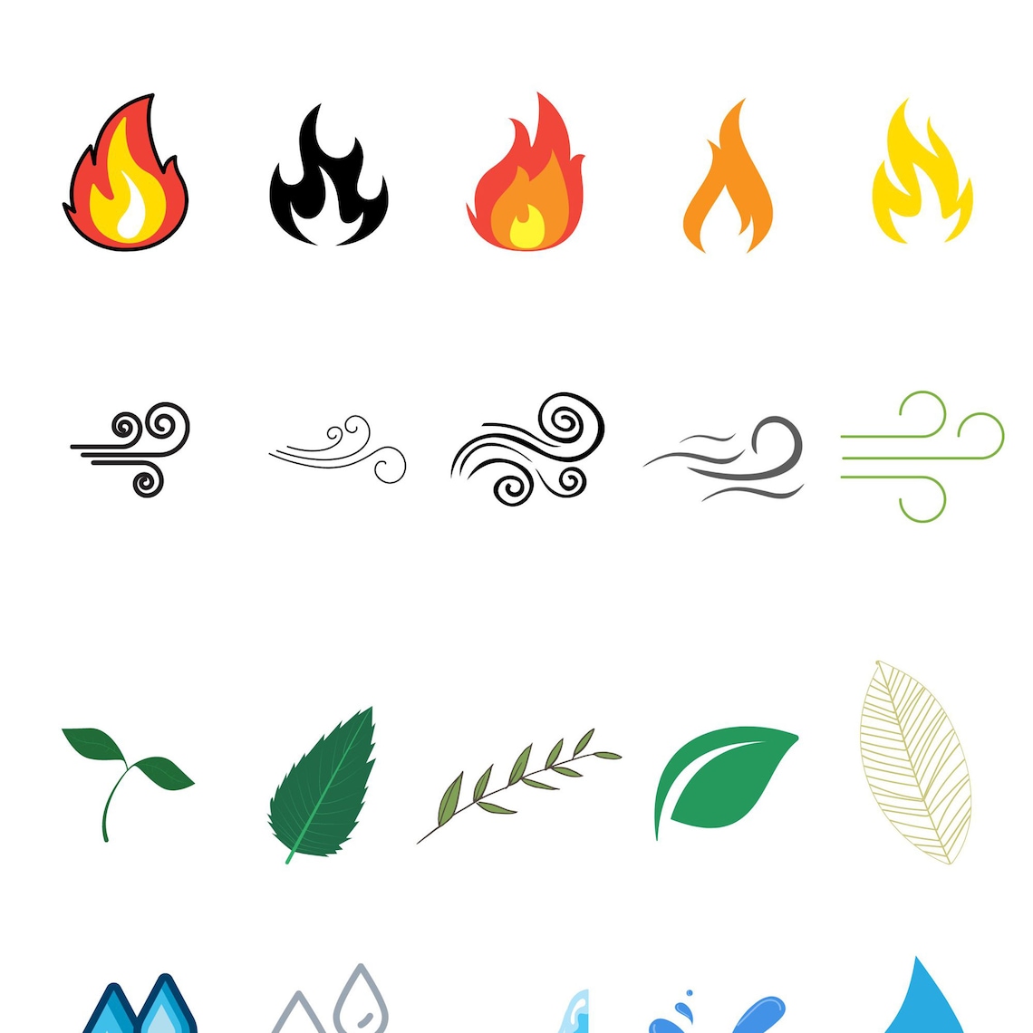 Earth Wind Fire and Water Elements SVG PNG JPEG Cut - Etsy