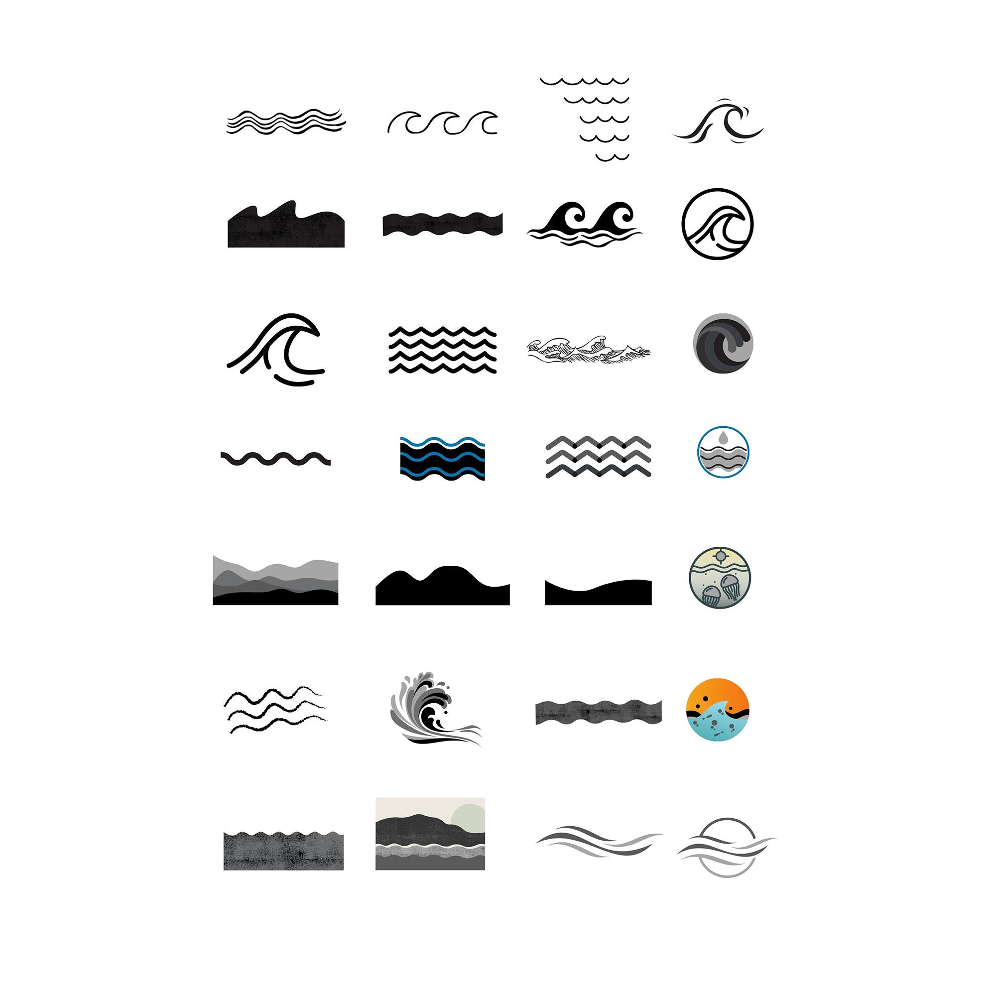 Waves SVG, Wave Silhouette, Beach Waves Verse, Vinyl Decal, PNG, JPEG ...
