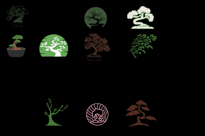 Bonsai Mini Trees Japanese Art SVG Cut Files JPG PNG - Etsy