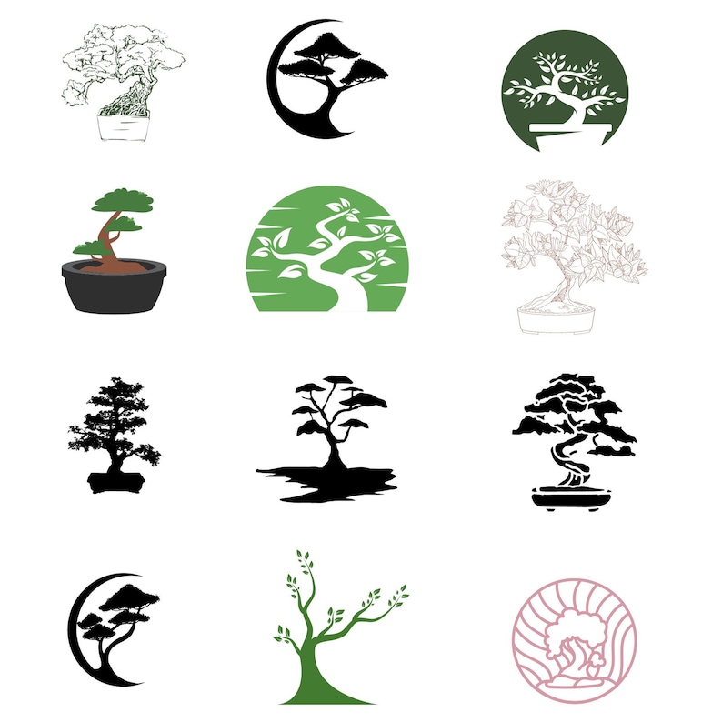 Bonsai Mini Trees Japanese Art SVG Cut Files JPG PNG - Etsy