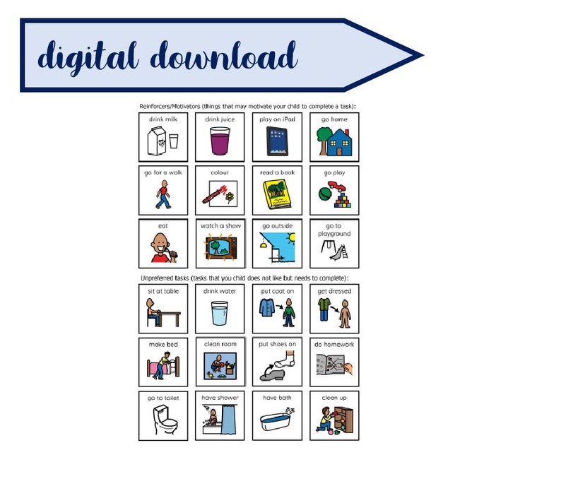 Printable FIRST THEN BOARD 24 Pictures Visual Support for Persons With ...