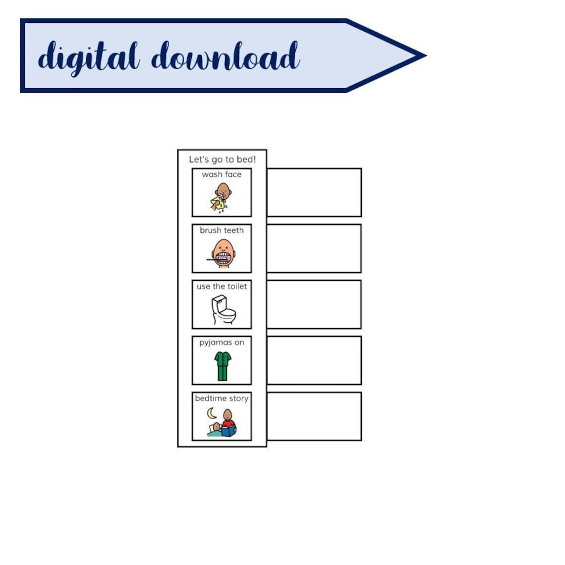 Printable BEDTIME ROUTINE Visual Schedule Picture Sequence Behaviour ...