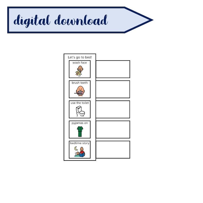 Printable BEDTIME ROUTINE Visual Schedule Picture Sequence Behaviour ...