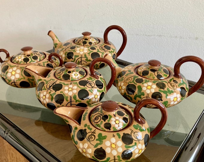 Rare Set of 6 Italian Majolica Tea Pots by Robbia Gualdo Tadino ...