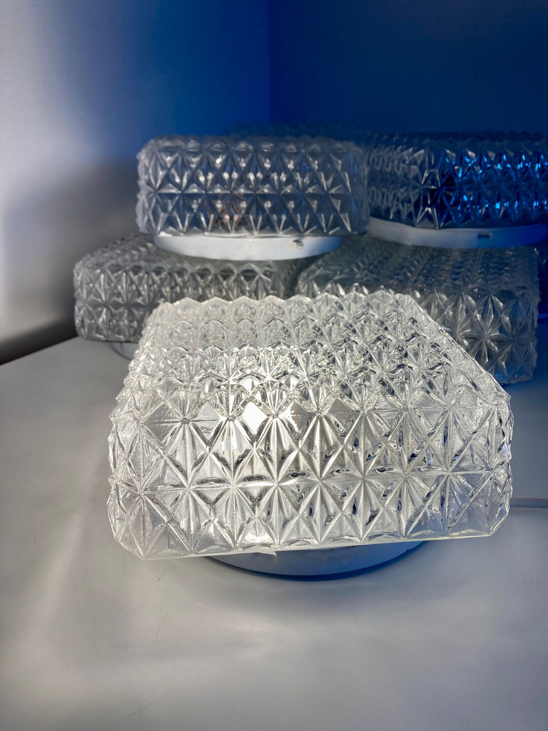 1 of 4 Vintage Retro Glass Wall or Ceiling Lamp / Mid Century ...