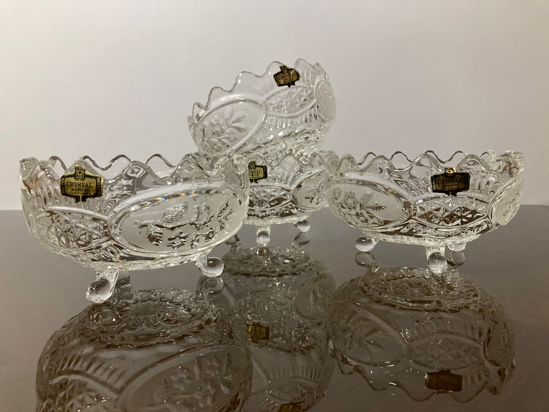 SET of 4 24% Lead Zajecar Crystal Candy Bowls / Made in Yugoslavia ...