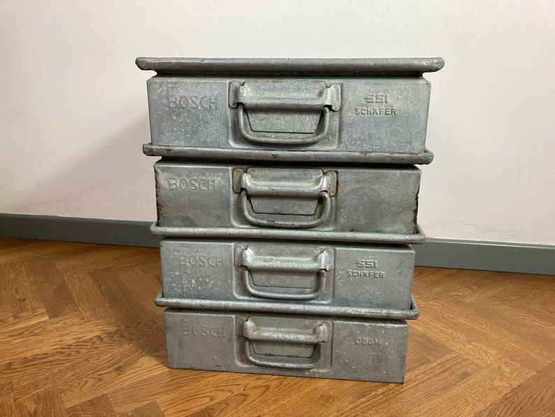 1 of 4 Vintage Industrial Metal Box / Stacking Metal Box BOSCH - Etsy