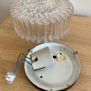 Vintage Retro Round Glass Wall or Ceiling Lamp / Mid Century Lightening ...