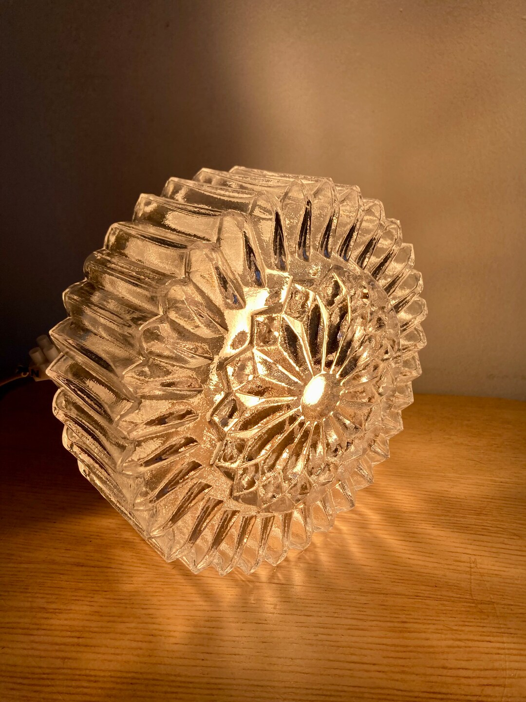 Vintage Retro Round Glass Wall or Ceiling Lamp / Mid Century Lightening ...