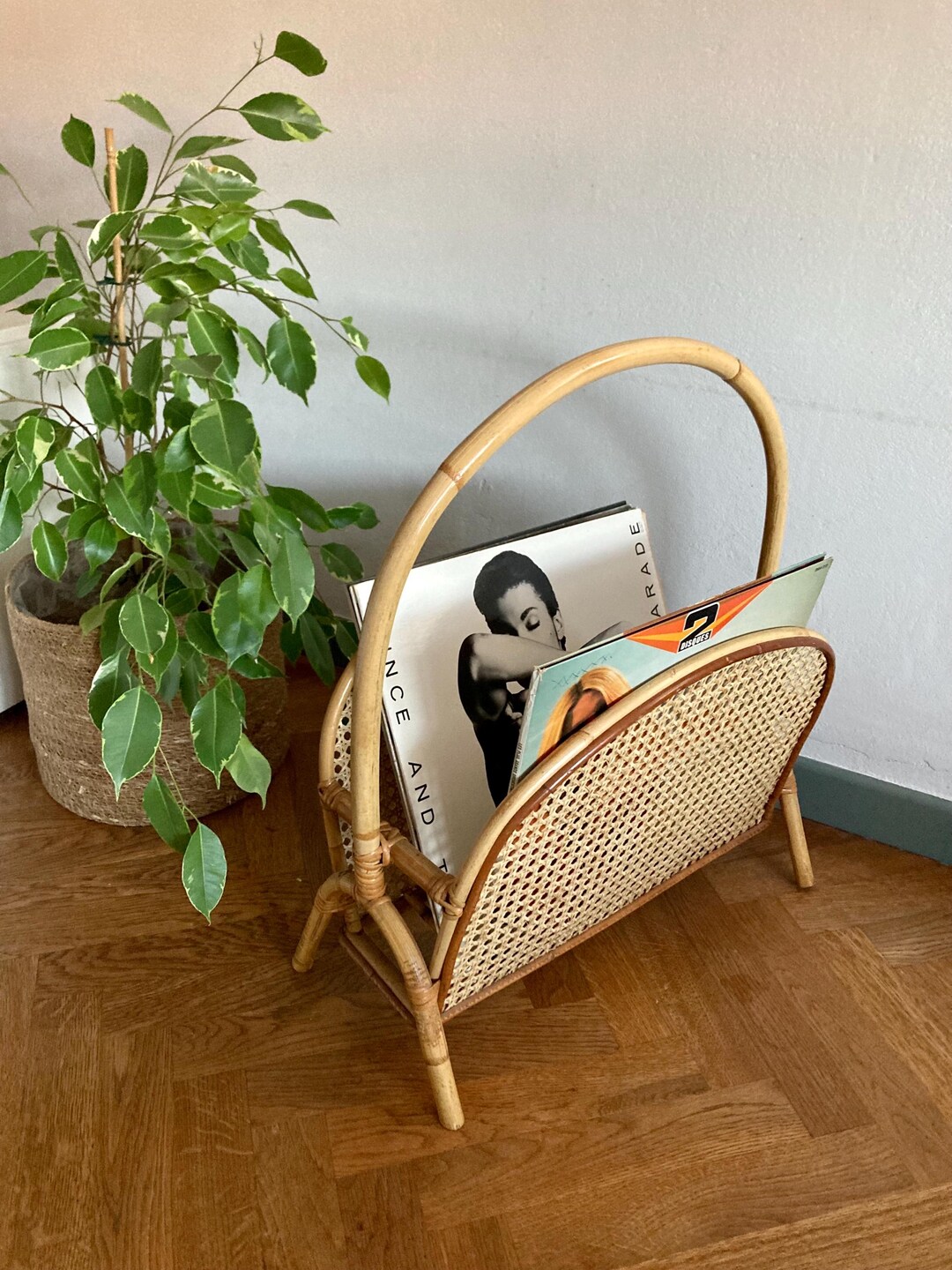 Vintage 1960s Italian Bamboo Rattan Magazine Rack / Retro Mid Century ...
