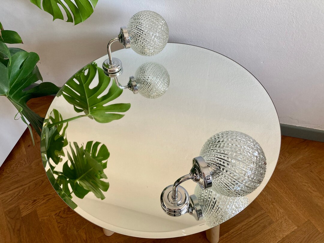 Vintage Vanity Mirror With Two Globe Lights / Midcentury Modern ...