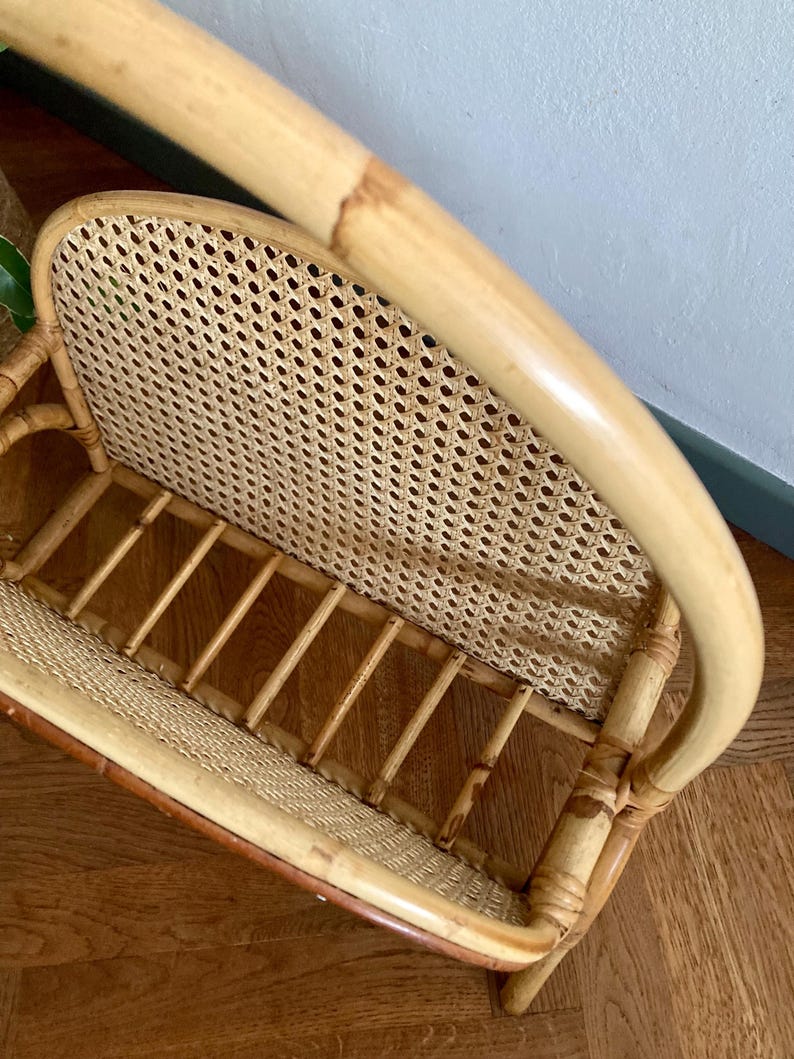 Vintage 1960s Italian Bamboo Rattan Magazine Rack / Retro Mid Century ...