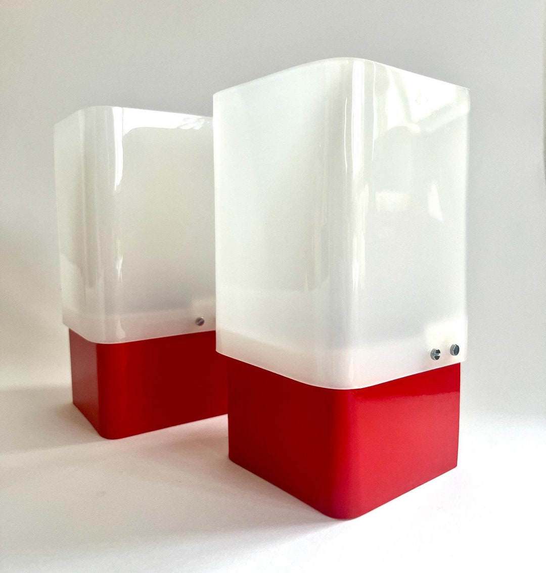 Pair of Retro Wall Lamps / Plexiglass Lamp / Red Sconce / Midcentury ...