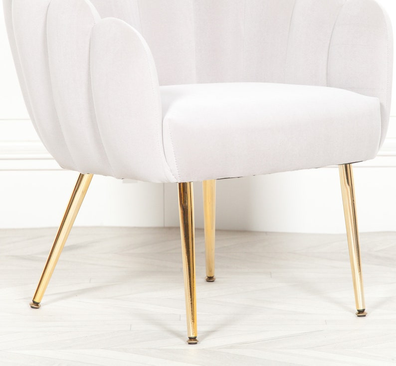 Art Deco Light Grey Velvet Dining / Bedroom Chair With Gold - Etsy