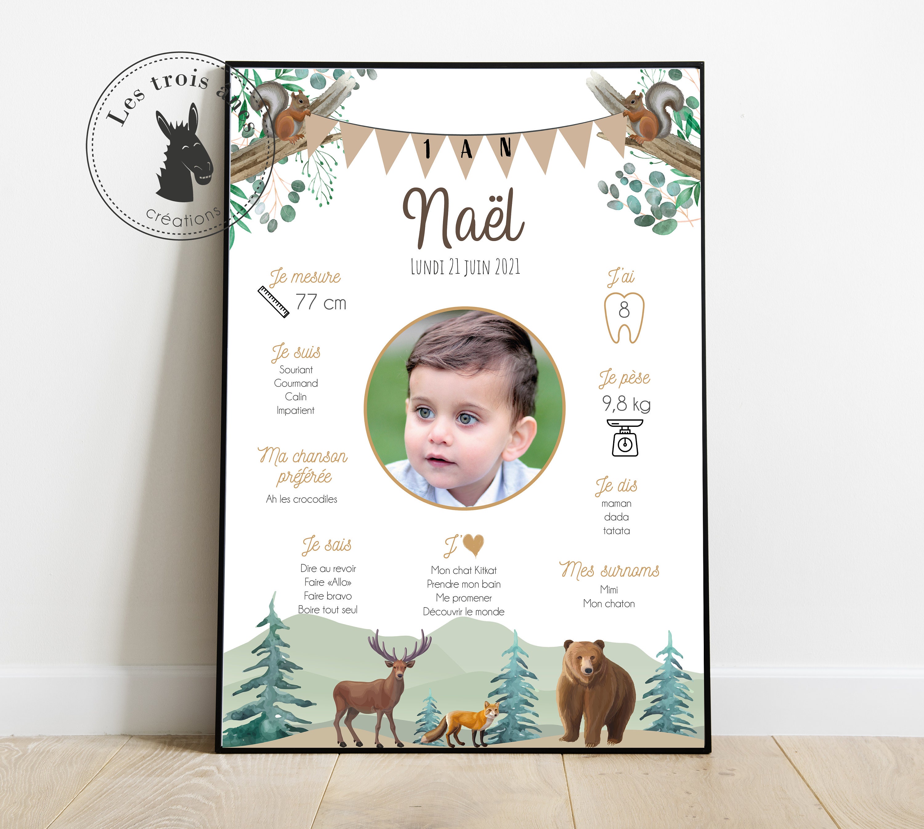 Affiche anniversaire personnalisée animaux de la forêt - Etsy France