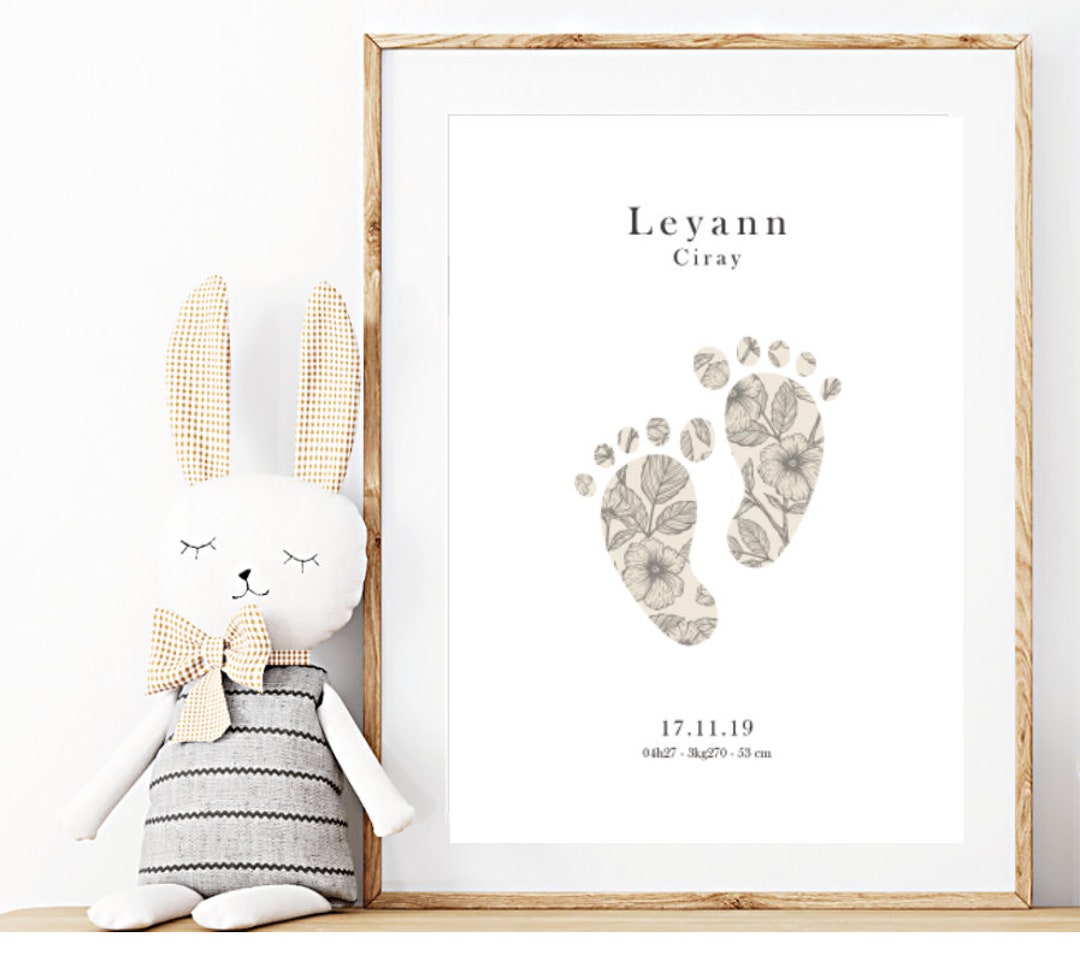 Personalized Birth Poster - Little Foot - Footprint - Birth Gift - Girl ...