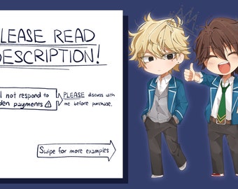 CUSTOM Cute Chibi Collab Digital Art Commission - Etsy