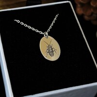 Silver Beetle Necklace / Bug Pendant / Insect Jewelry / Bug Necklace ...