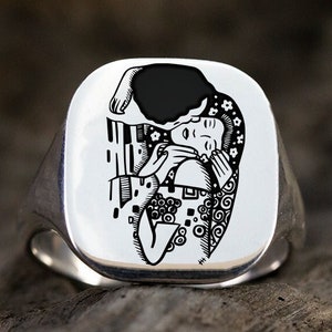 The Kiss Ring, Artwork by Gustav Klimt Signet Ring, Artist Painter ...